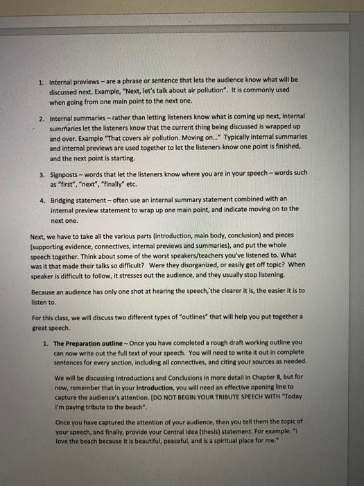 INFORMATTVE SPEECH OUTLINE CRITERLA Write an | Chegg.com