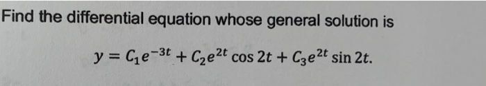 Solved Find the differential equation whose general solution | Chegg.com