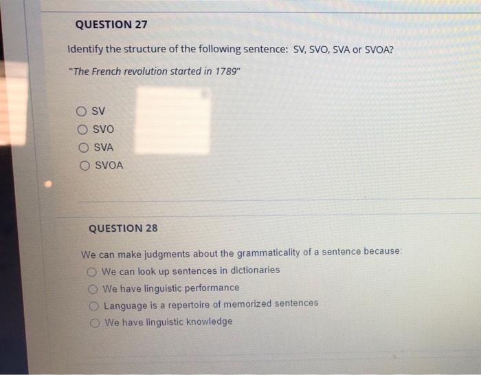 Solved QUESTION 27 Identify the structure of the following | Chegg.com
