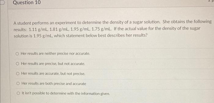 Solved A student performs an experiment to determine the | Chegg.com