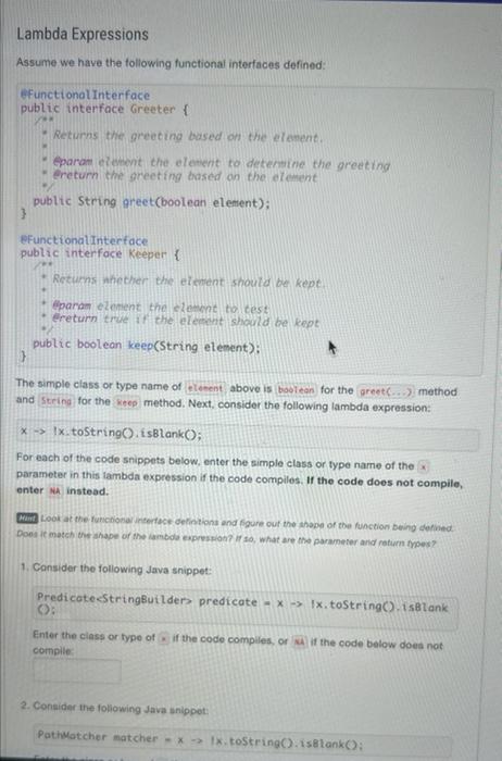 Lambda Fxpressions enter or thateal ()) cencules | Chegg.com