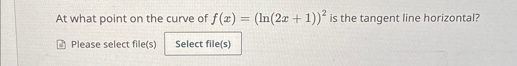Solved At what point on the curve of f(x)=(ln(2x+1))2 ﻿is | Chegg.com