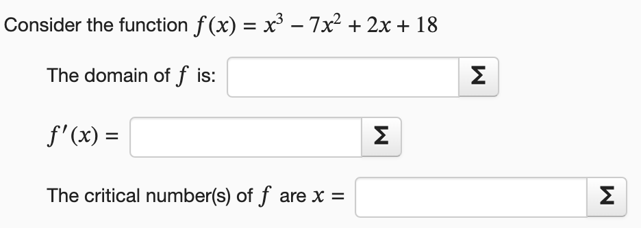 Solved Consider the function f(x)=x3-7x2+2x+18The domain of | Chegg.com