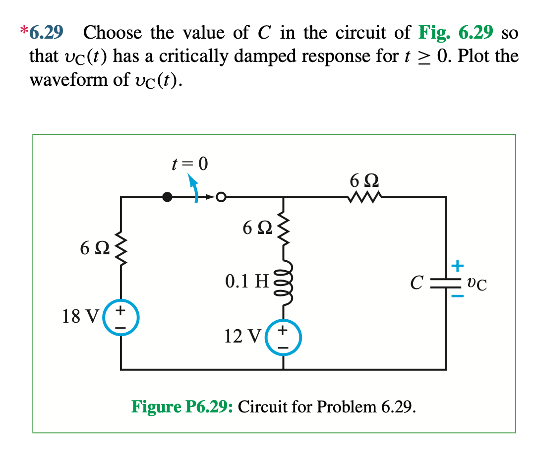 Solved *6.29 ﻿Choose the value of C ﻿in the circuit of Fig. | Chegg.com