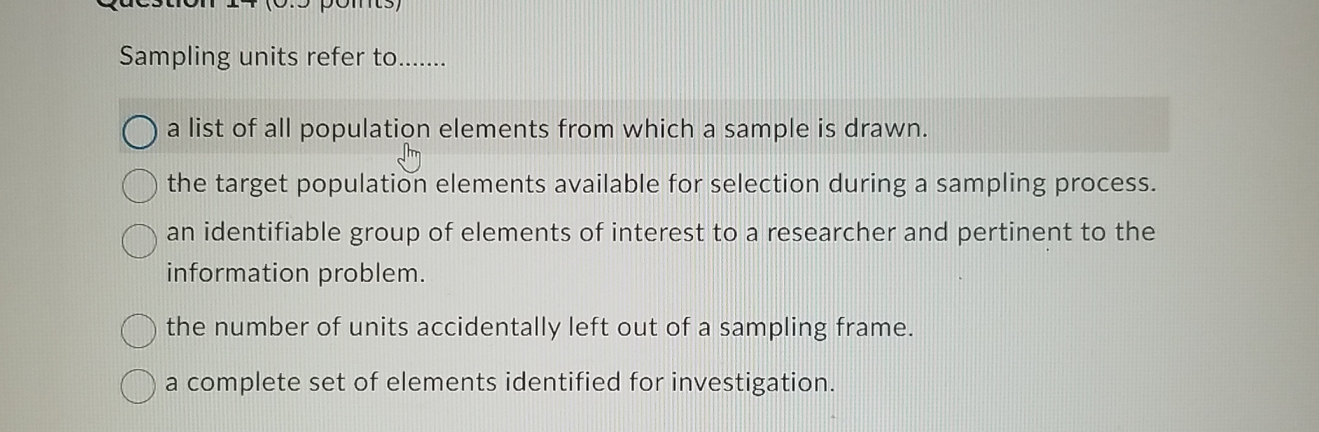 Solved Sampling units refer to q,a list of all population | Chegg.com