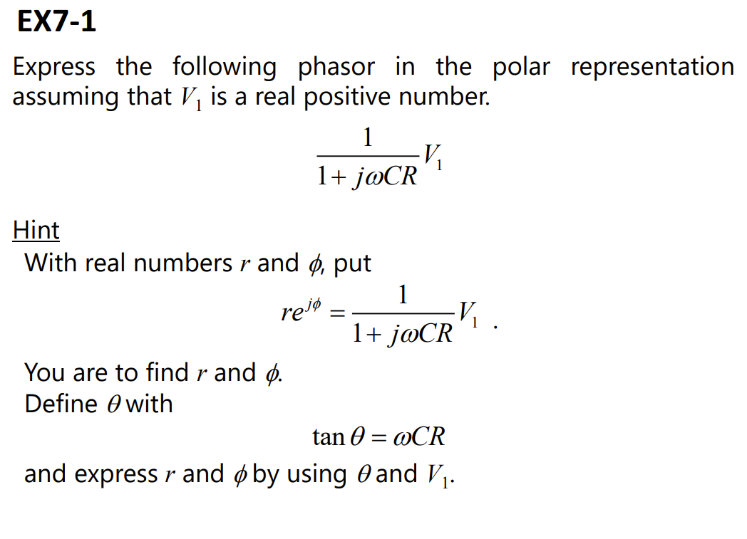 Solved EX7-1Express the following phasor in the polar | Chegg.com