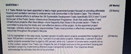 Solved QUESTION 1(40 ﻿Marks)1.1 ﻿Thabo Nolele has been | Chegg.com