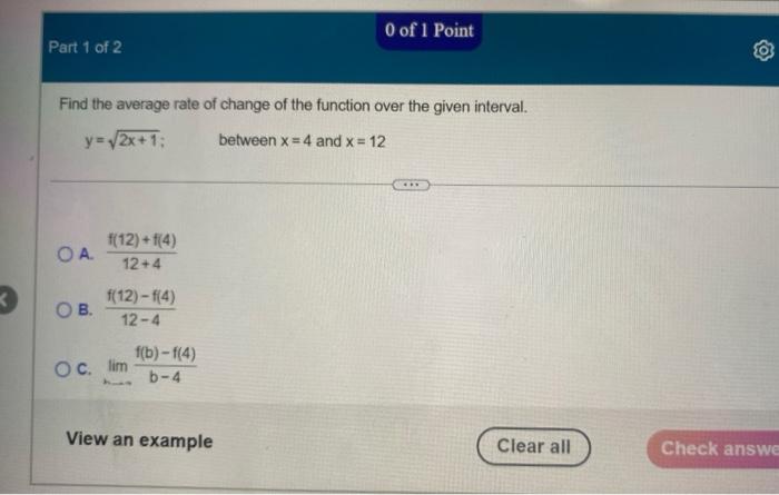 Solved Find the average rate of change of the function over | Chegg.com