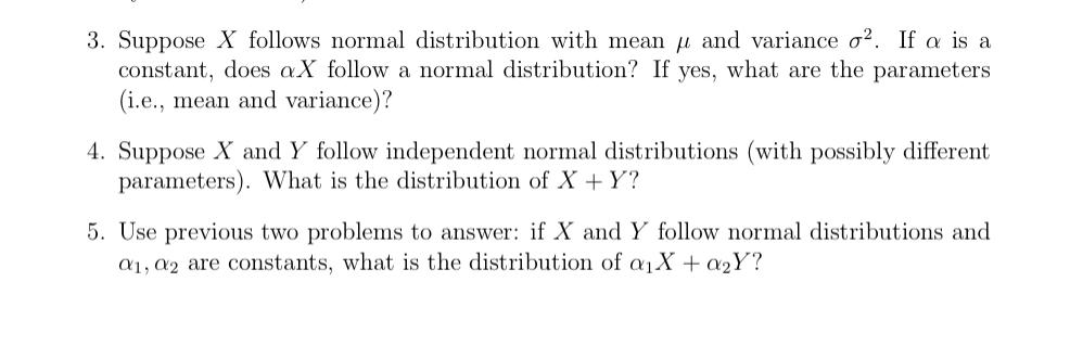Solved Suppose x ﻿follows normal distribution with mean μ | Chegg.com