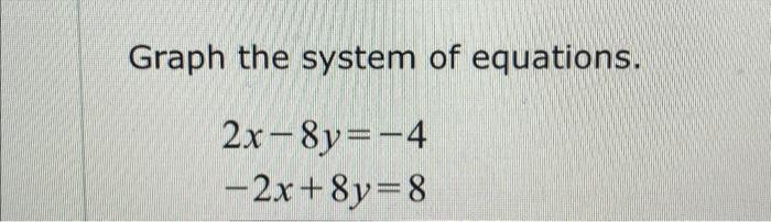 Solved Graph the system of equations. 2x−8y=−4−2x+8y=8 | Chegg.com