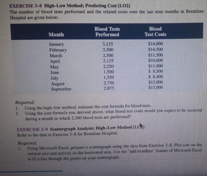 Solved EXERCISE 3-8 High-Low Method; Predicting Cost [LO2] | Chegg.com