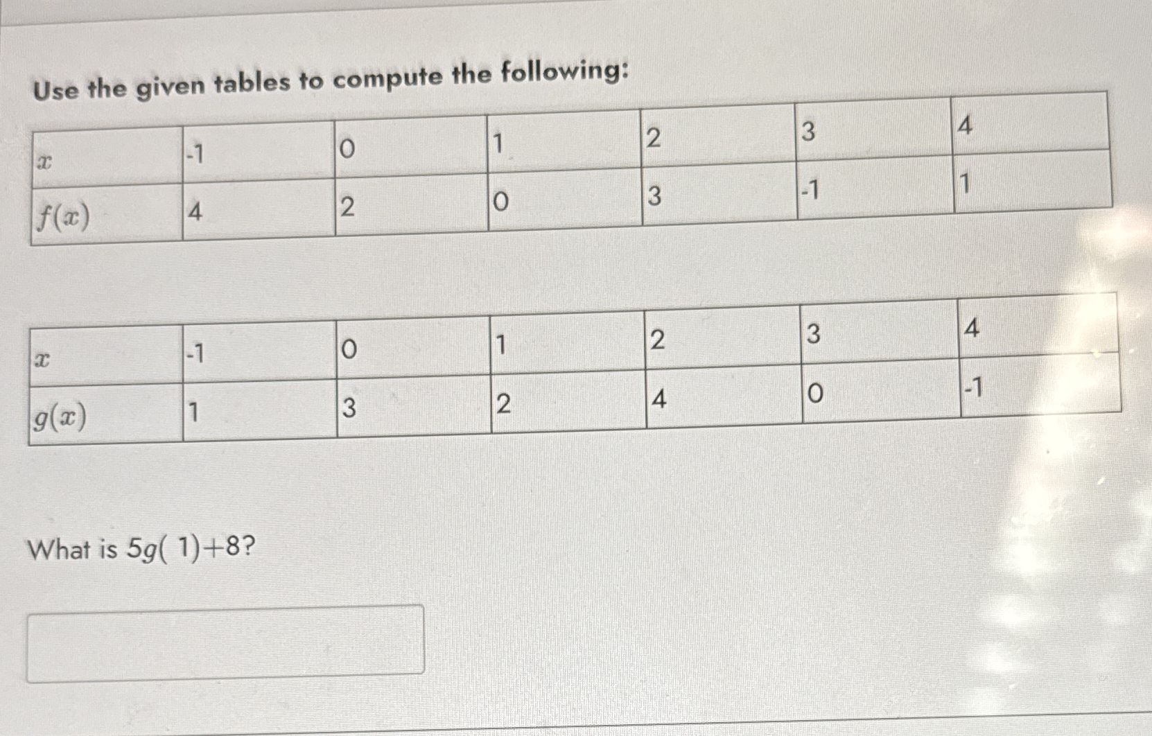 Solved Use the given tables to compute the | Chegg.com