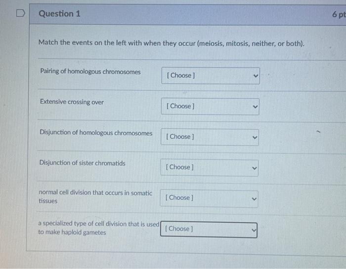 Solved Match the events on the left with when they occur | Chegg.com