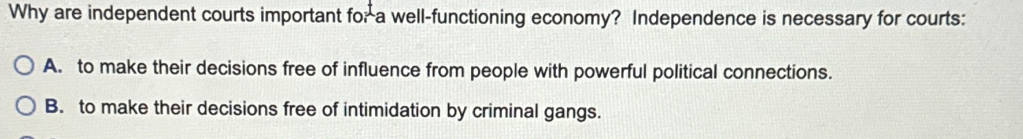 Solved Why are independent courts important fo:ta | Chegg.com