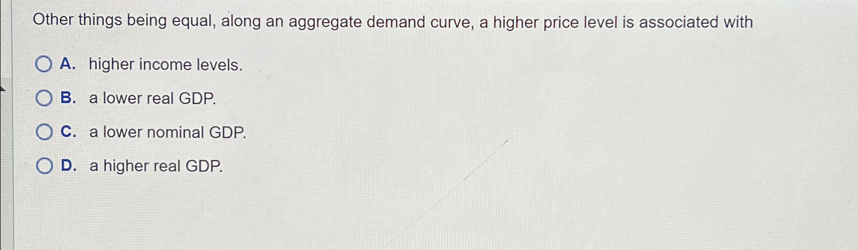 Solved Other things being equal, along an aggregate demand | Chegg.com
