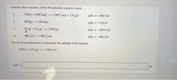 Solved Consider these reactions, where M represents a | Chegg.com