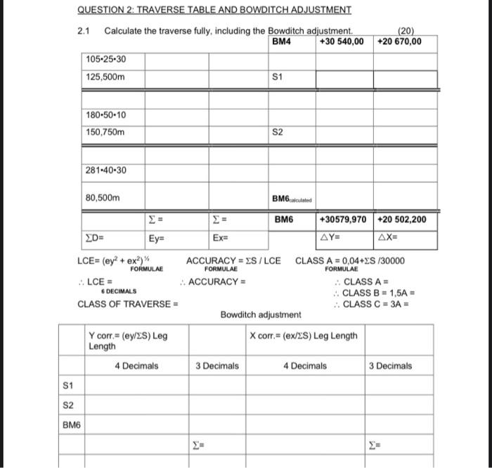 Solved THEME: TRAVERSE QUESTION 1: TRAVERSE DIRECTION SHEET | Chegg.com