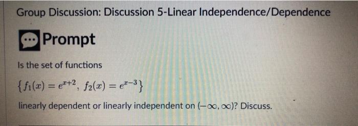 Solved Group Discussion: Discussion 5-Linear | Chegg.com