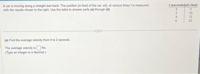 Solved A car is moving along a straight test track. The | Chegg.com