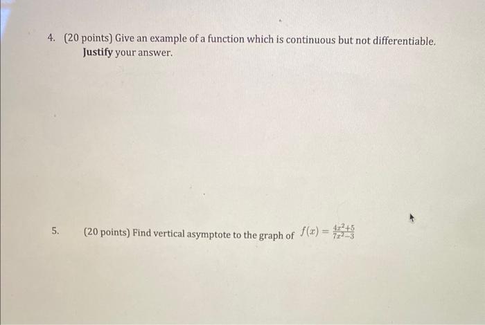 Solved 4 20 Points Give An Example Of A Function Which Is