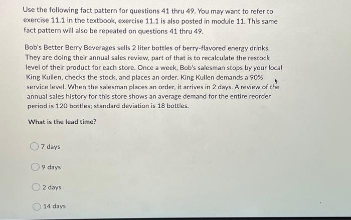 Solved Use the following fact pattern for questions 41 thru | Chegg.com