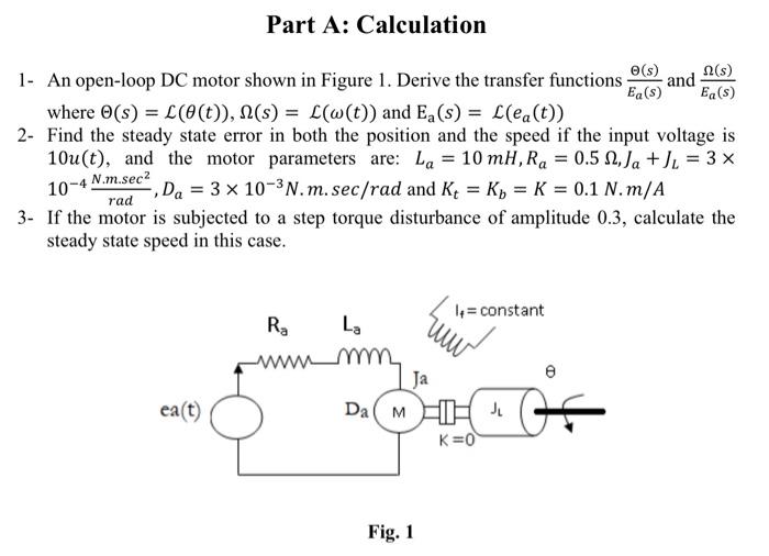 Solved Part A: Calculation (s) (s) 1. An open-loop DC motor | Chegg.com