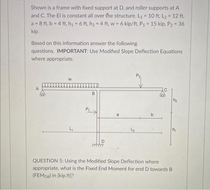 Solved Shown is a frame with fixed support at D, and roller | Chegg.com