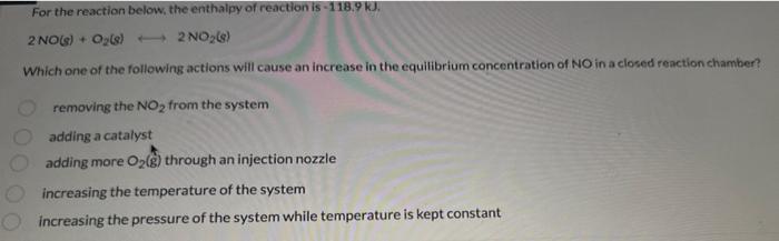 Solved For the reaction below, the enthalpy of reaction is | Chegg.com
