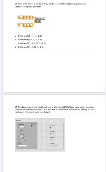 Solved 18 What Is The Output Of The Build Array Function In 1491