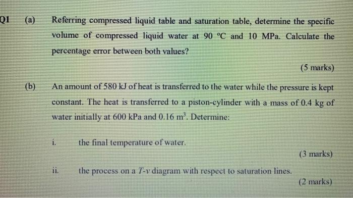 Solved Q1 (a) Referring compressed liquid table and | Chegg.com