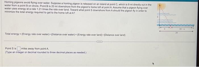 Solved Homing pigeons avoid flying over water. Suppose a | Chegg.com