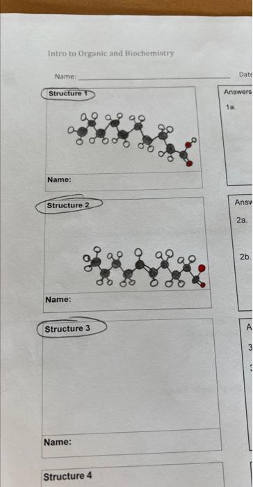 Solved Intro to Organic and Biochemistry Name: Name: | Chegg.com