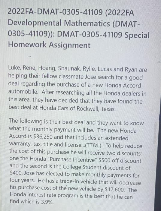 Solved 2022FA-DMAT-0305-41109 (2022FA Developmental | Chegg.com
