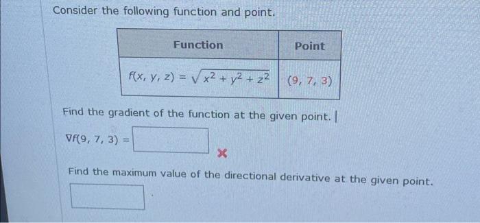 Solved Consider the following function and point. Find the | Chegg.com
