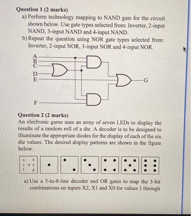 Solved Question 1 (2 marks) a) Perform technology mapping to | Chegg.com