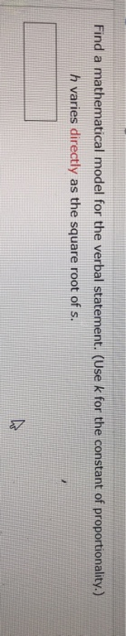 Solved Find A Mathematical Model For The Verbal Statement