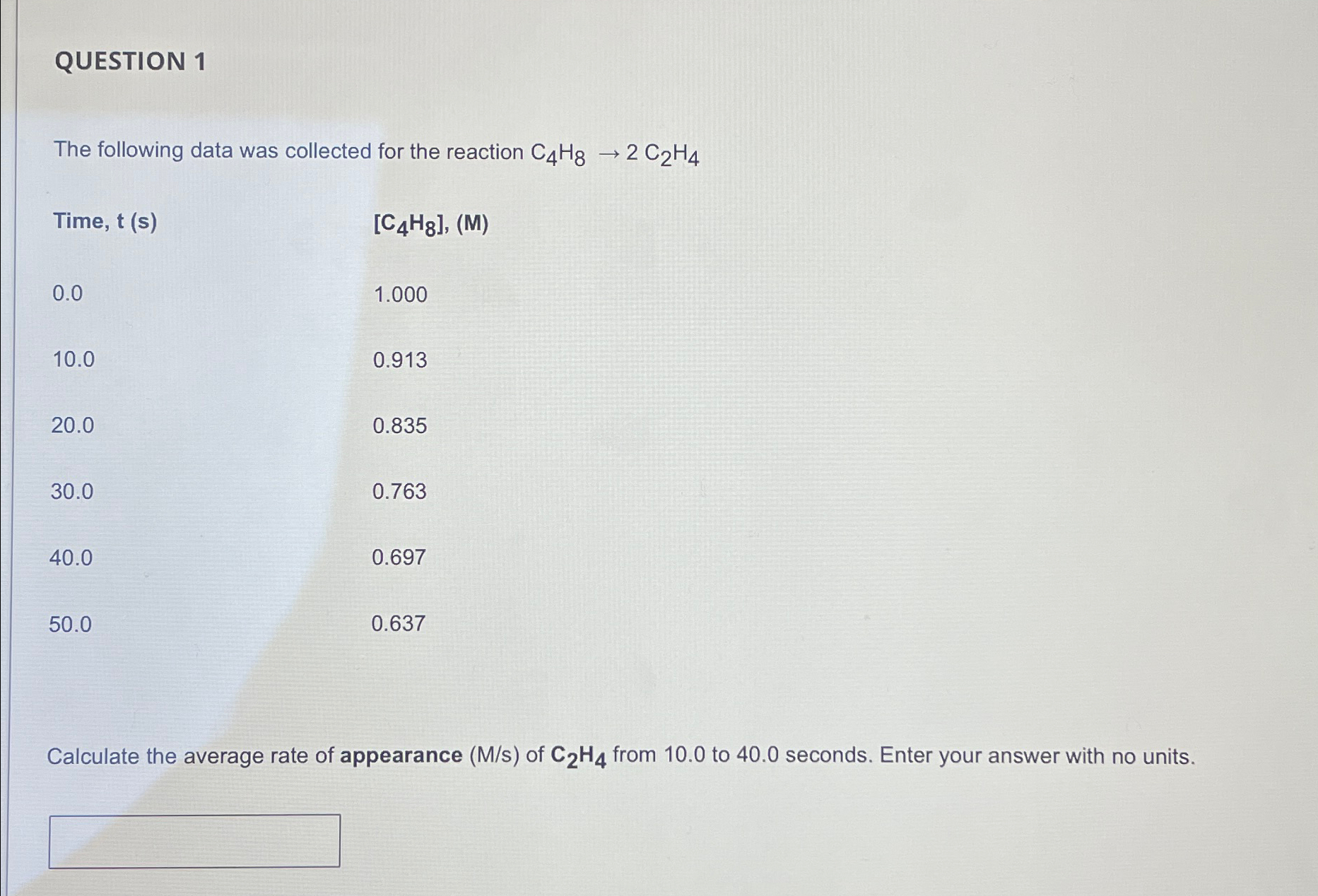 Solved QUESTION 1The following data was collected for the | Chegg.com
