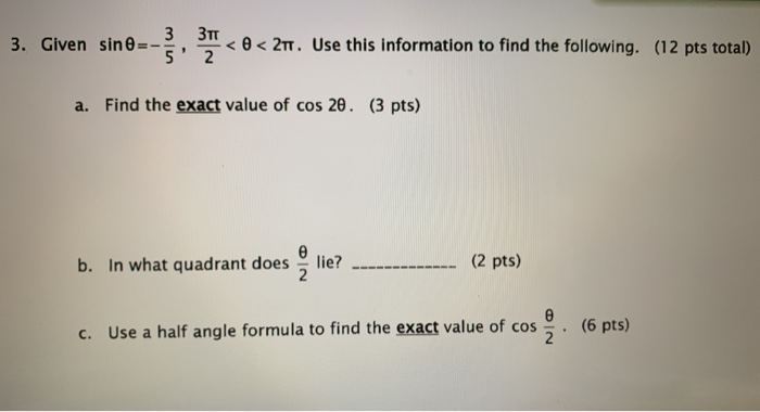 Solved 3. Given sine 3 3T 2