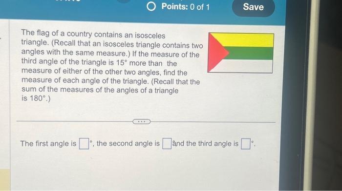 Solved The flag of a country contains an isosceles triangle. | Chegg.com