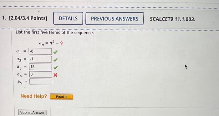 Solved List the first five terms of the sequence. | Chegg.com