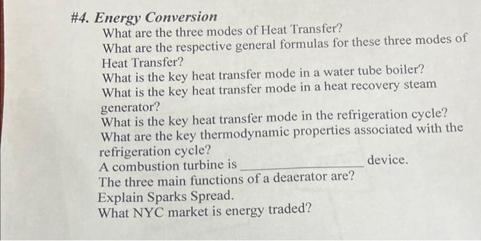 Solved ‡4. Energy Conversion What are the three modes of | Chegg.com