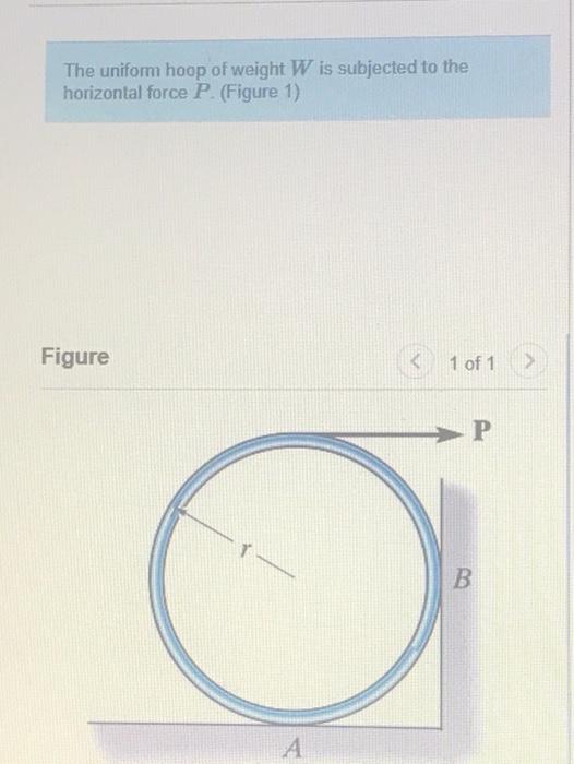 Solved The uniform hoop of weight W is subjected to the | Chegg.com