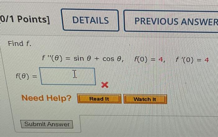 Solved 0/1 Points] Find f. | Chegg.com