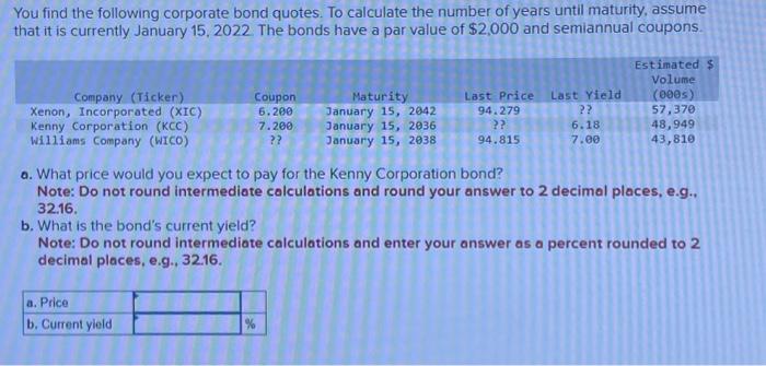 Solved You find the following corporate bond quotes. To | Chegg.com