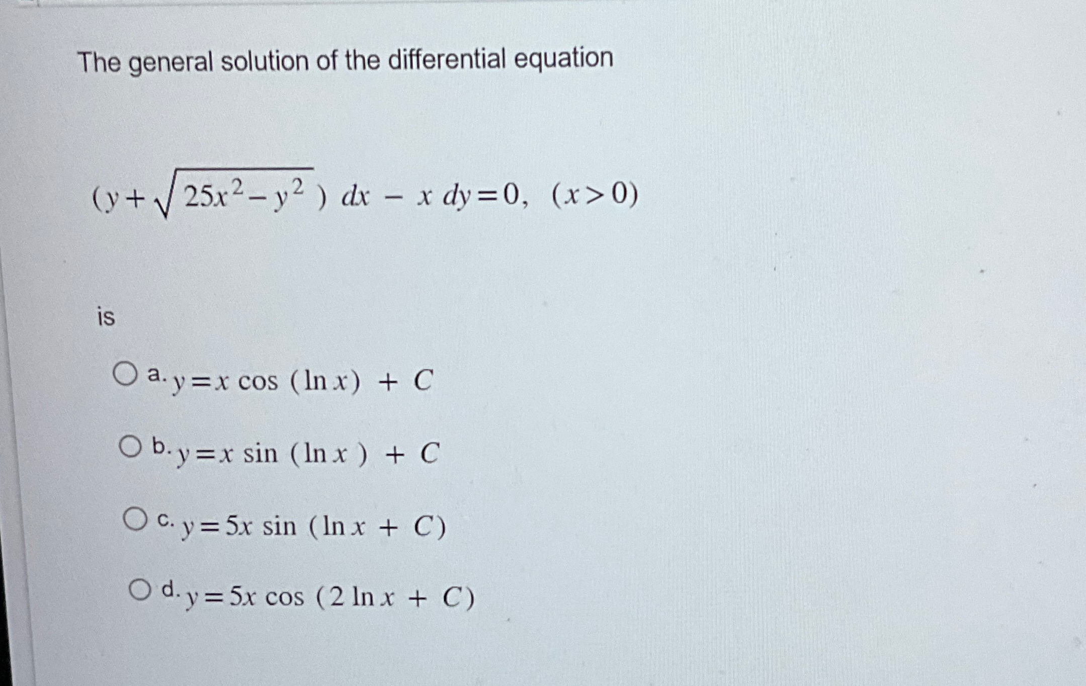 Solved The general solution of the differential | Chegg.com