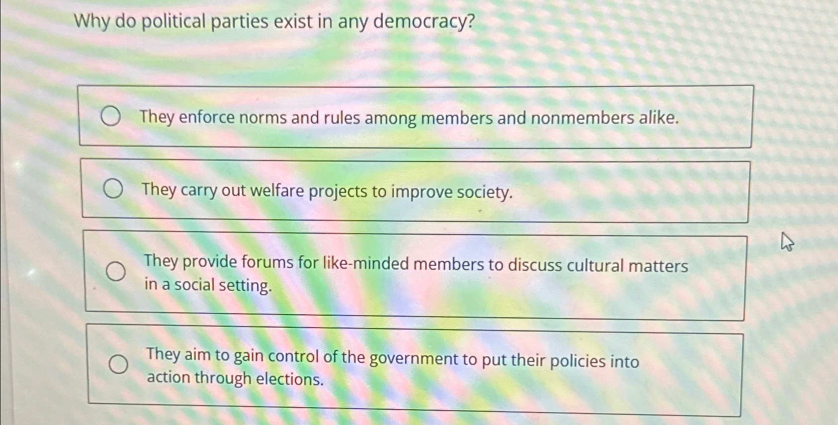 Solved Why do political parties exist in any democracy?They | Chegg.com