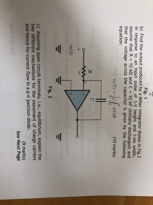 Solved Fig. 1 b) Find the output produced by a Miller | Chegg.com