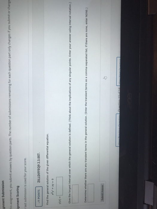 Solved gnment Submission his assignment, you submit answers | Chegg.com