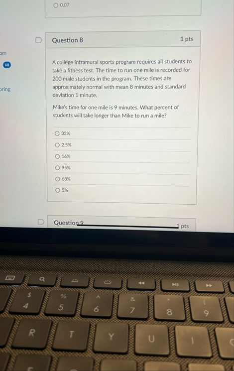 Solved 0.07Question 81 ﻿ptsA college intramural sports | Chegg.com