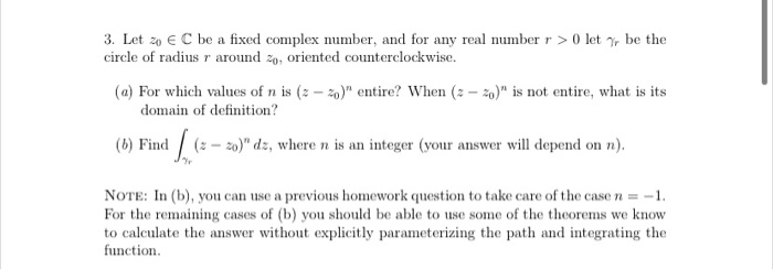 Solved 3. Let 20 EC be a fixed complex number, and for any | Chegg.com